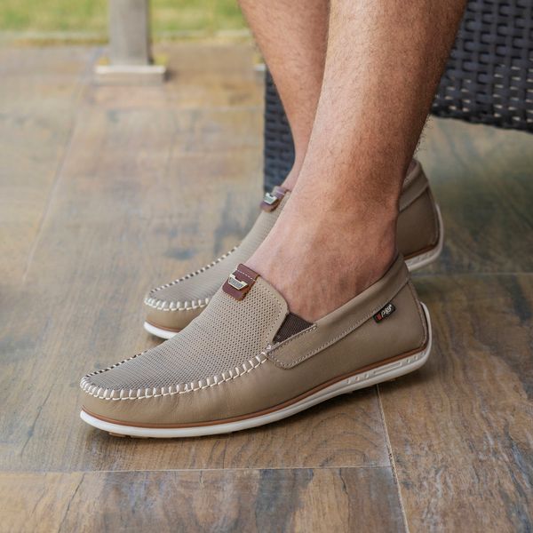 Mocassim Pegada Masculino em Couro Areia 142002-06 - pegada